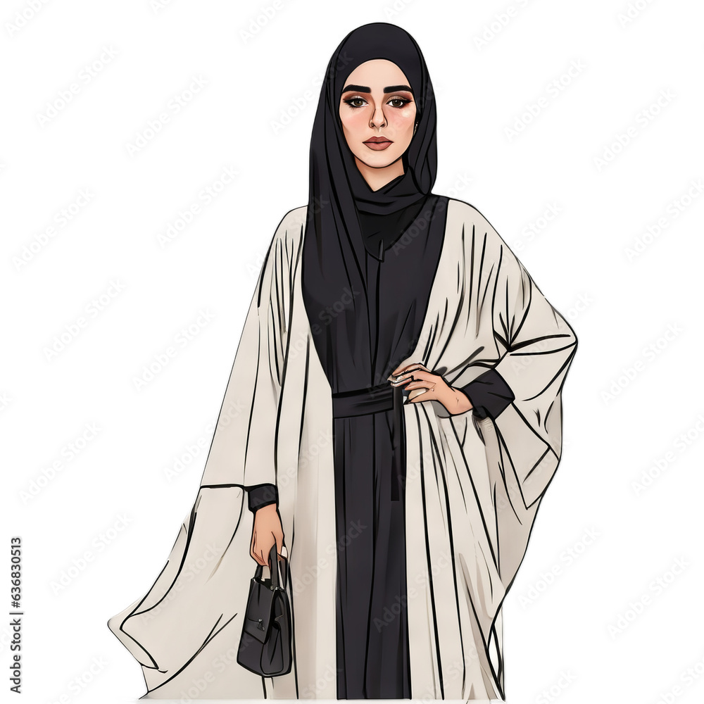 Cartoon Illustrated Arab Woman in Tan Transparent Background Stock ...