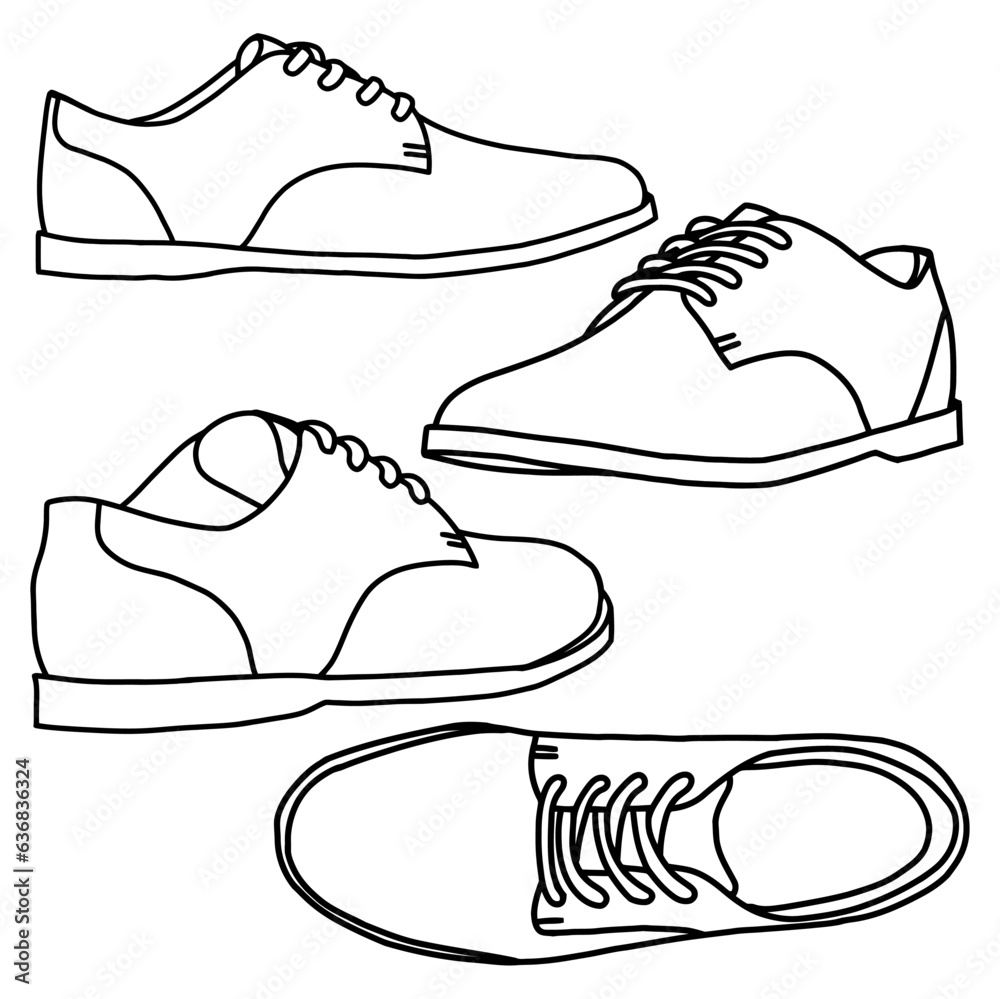 Template vector Men's leather shoes hand drawn collection, formal shoes ...