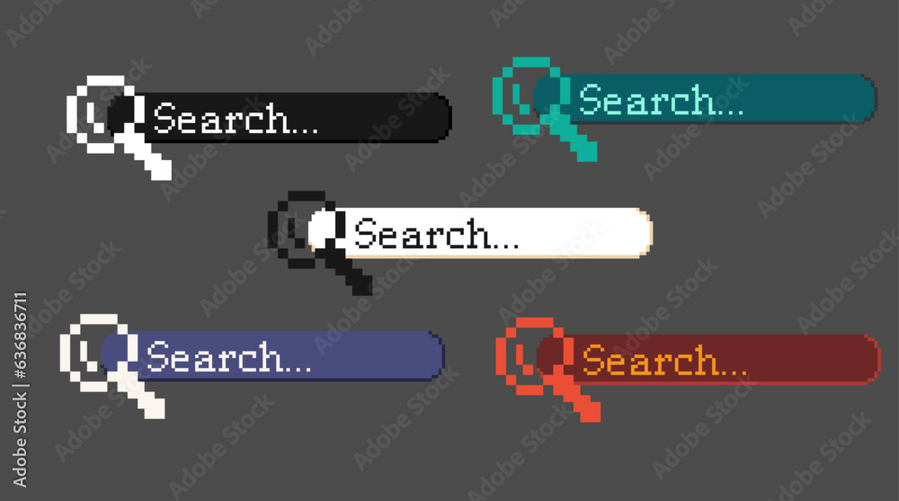 Pixel art of Search button with big magnifying glass icon, Pixelated ...
