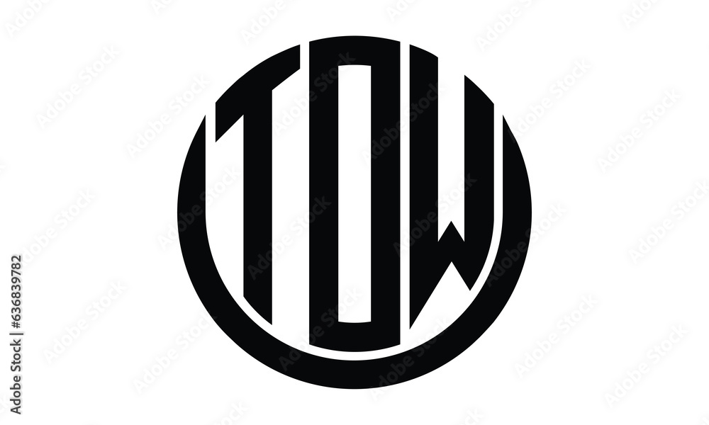 TOW shield in circle logo design vector template. lettermrk, wordmark ...