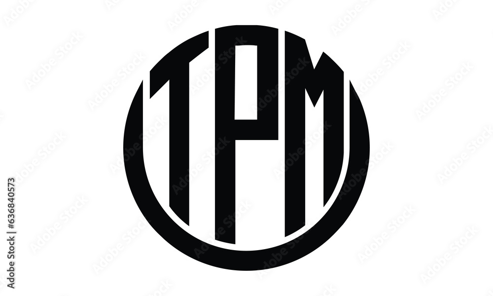 TPM shield in circle logo design vector template. lettermrk, wordmark ...