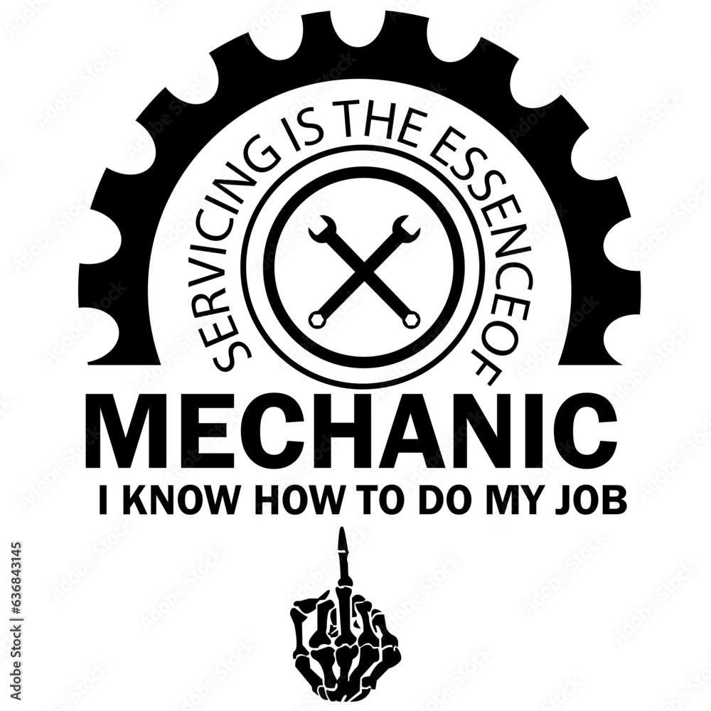 Auto mechanic black and white . classic style vector graphic design ...