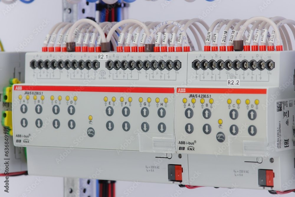A relay module from ABB for controlling loads via the KNX data bus in ...