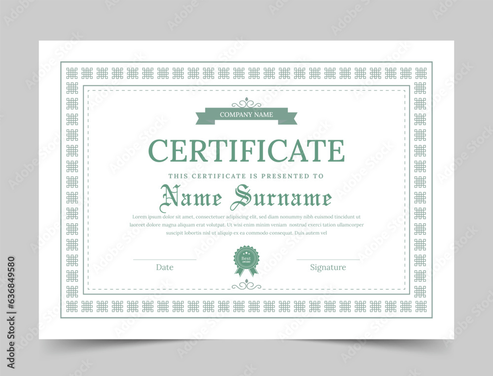 Green Certificate of appreciation, award diploma design template, Certificate vector template ...