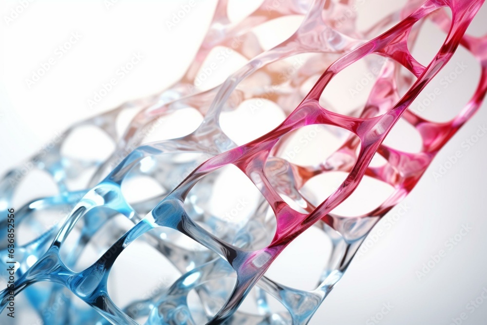 Triple helix collagen molecules on white. Collagen fibril composed of ...