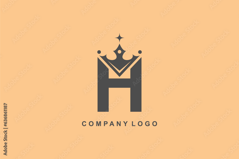 Elegant H letter logo with crown. Modern royal style. monogram design ...