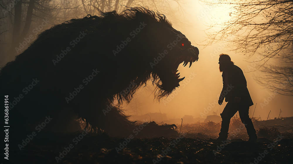 fighting fear silhouette psychology aggression stress monster concept ...