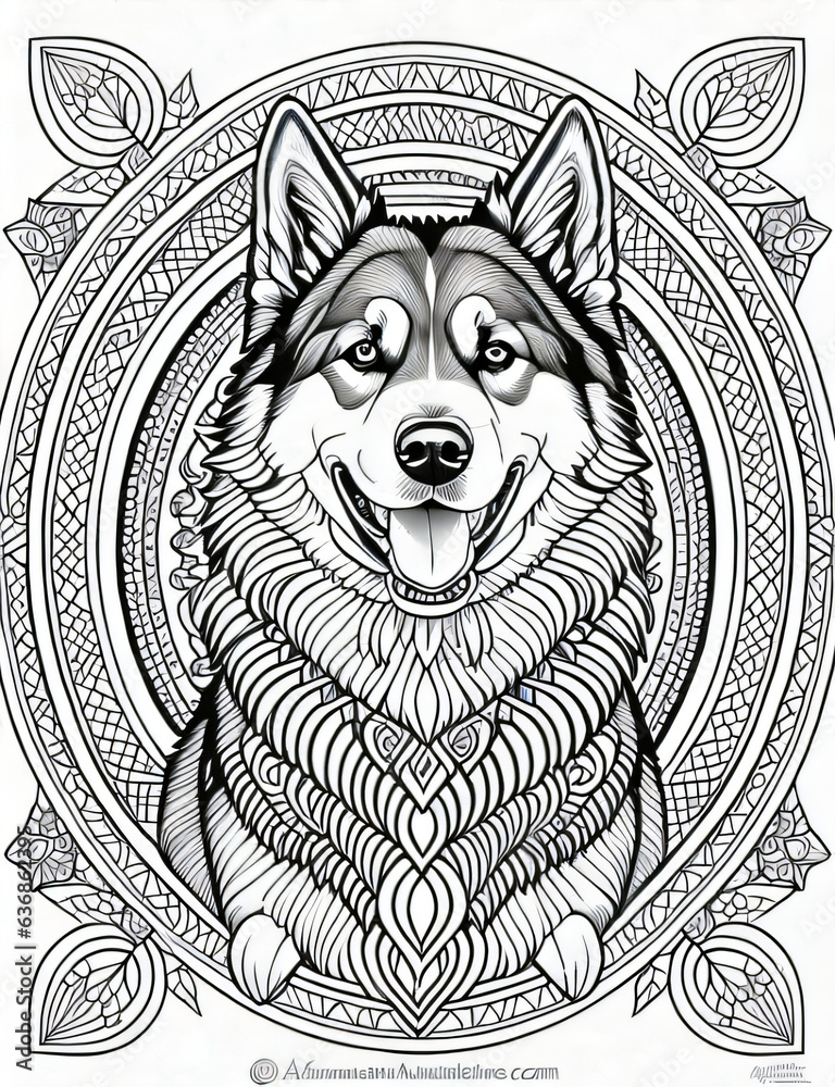 Siberian husky Dog Breed Coloring Pages for Relaxation. Coloring Pages ...