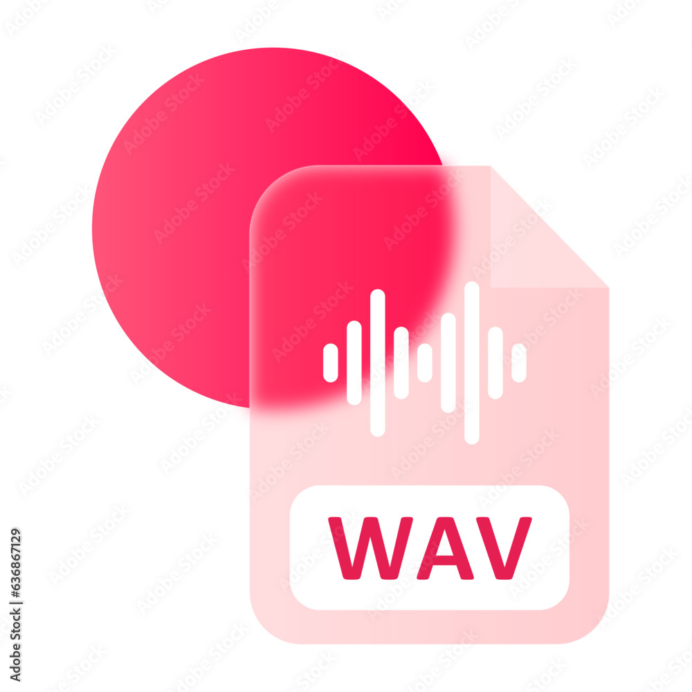 WAV File Formats Glassmorphism UI Icon Sign and Symbol Design ...