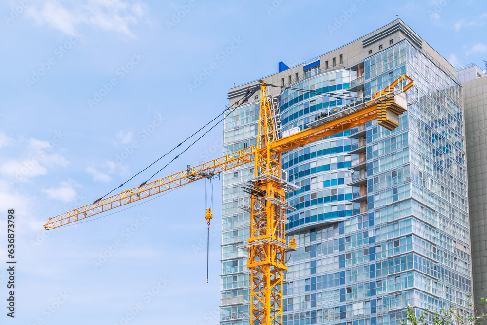 Construction of buildings in the city. Equipment for the construction ...