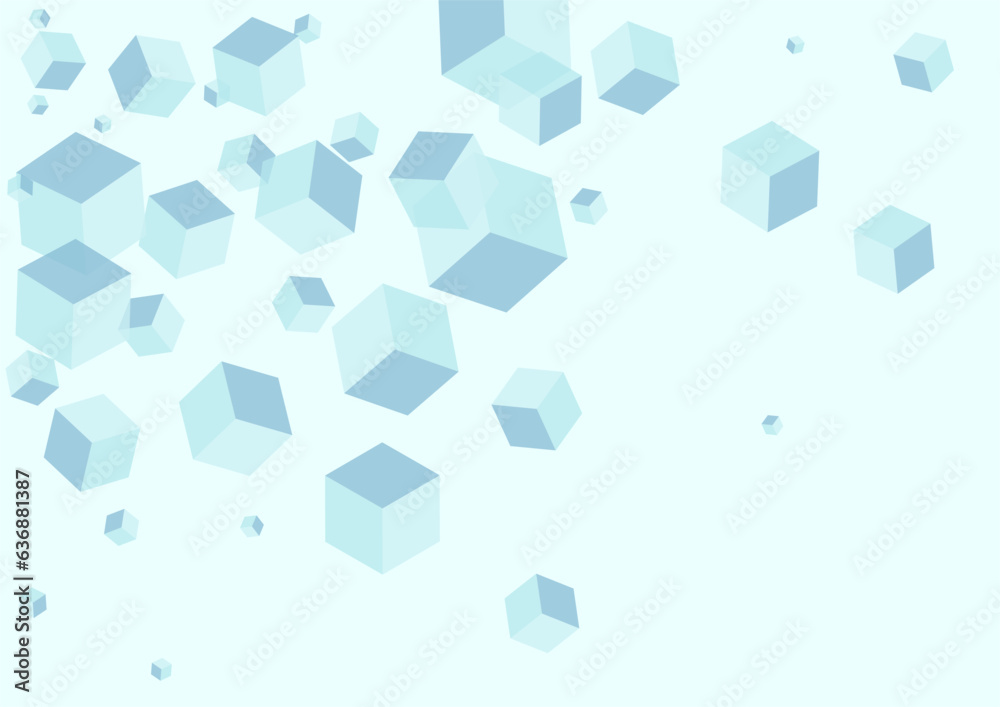 Gray Cubic Background Blue Vector. Cube Paper Template. Monochrome Box ...