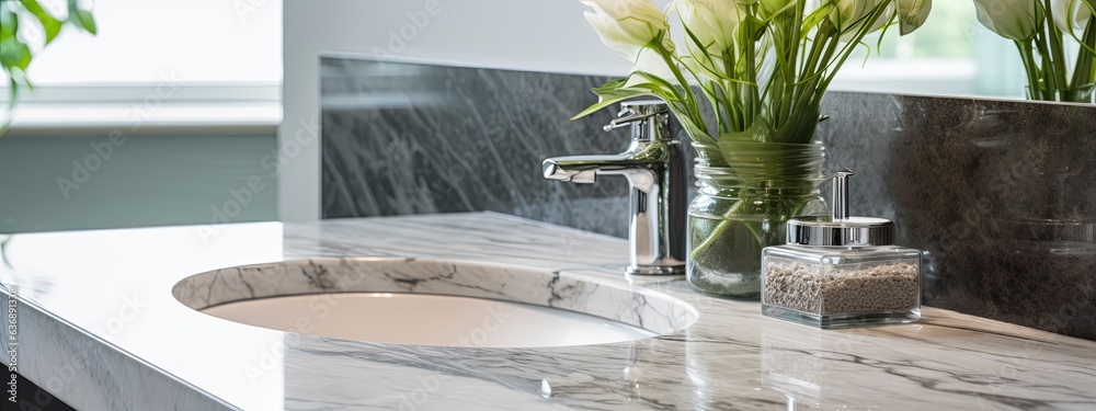 interior detail design closeup bathroom marble counter top beautiful ...
