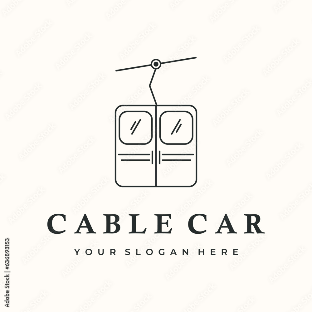 cable car railroad line art logo vector minimalist illustration design ...
