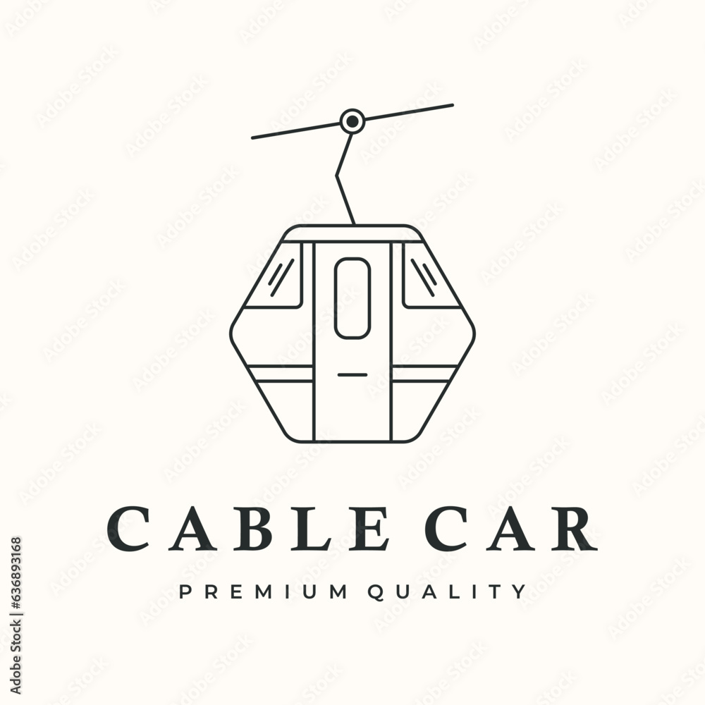 cable car technology line art logo vector minimalist illustration ...