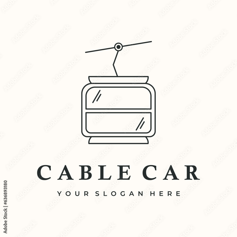cable car lift line art logo vector minimalist illustration design ...