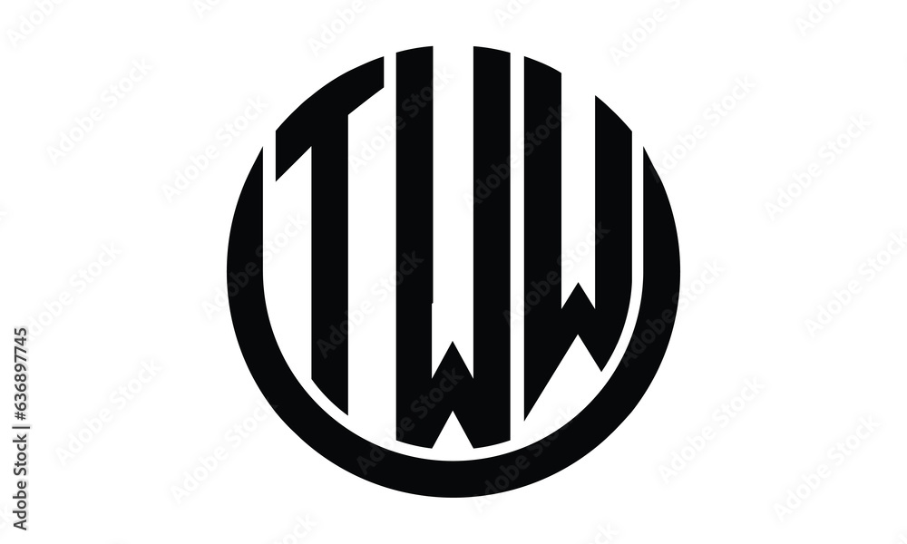 TWW shield in circle logo design vector template. lettermrk, wordmark ...