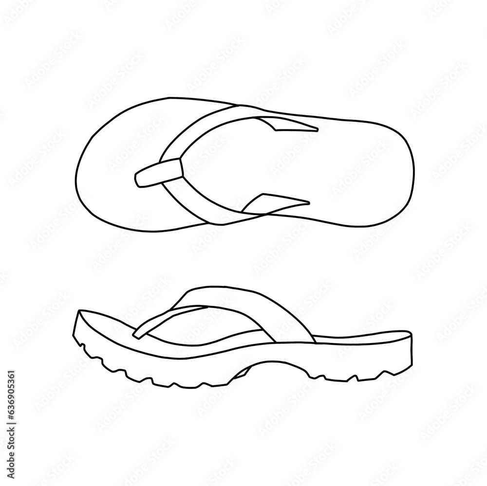 Technical sketch drawing of Men's Sandals vector template model 1 in ...