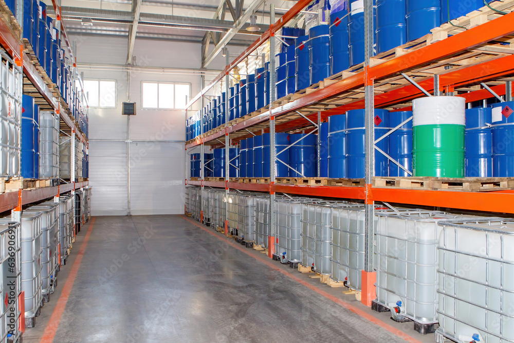 Factory warehouse. Factory storage. Manufactory storage area. Interior ...