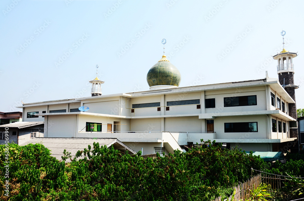 Ancient mosque building or antique architecture masjid for thai people ...
