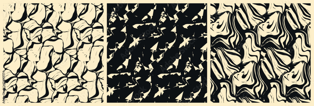 Seamless pattern with liquid ink texture, blotches and streaks of paint ...