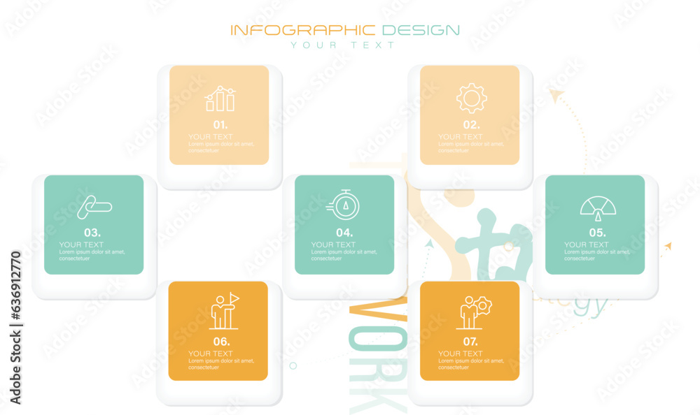 Infographic 7 Steps Modern Mind map diagram with Icons, vector ... Infographic 7 Steps Modern Mind map diagram with Icons, vector ...