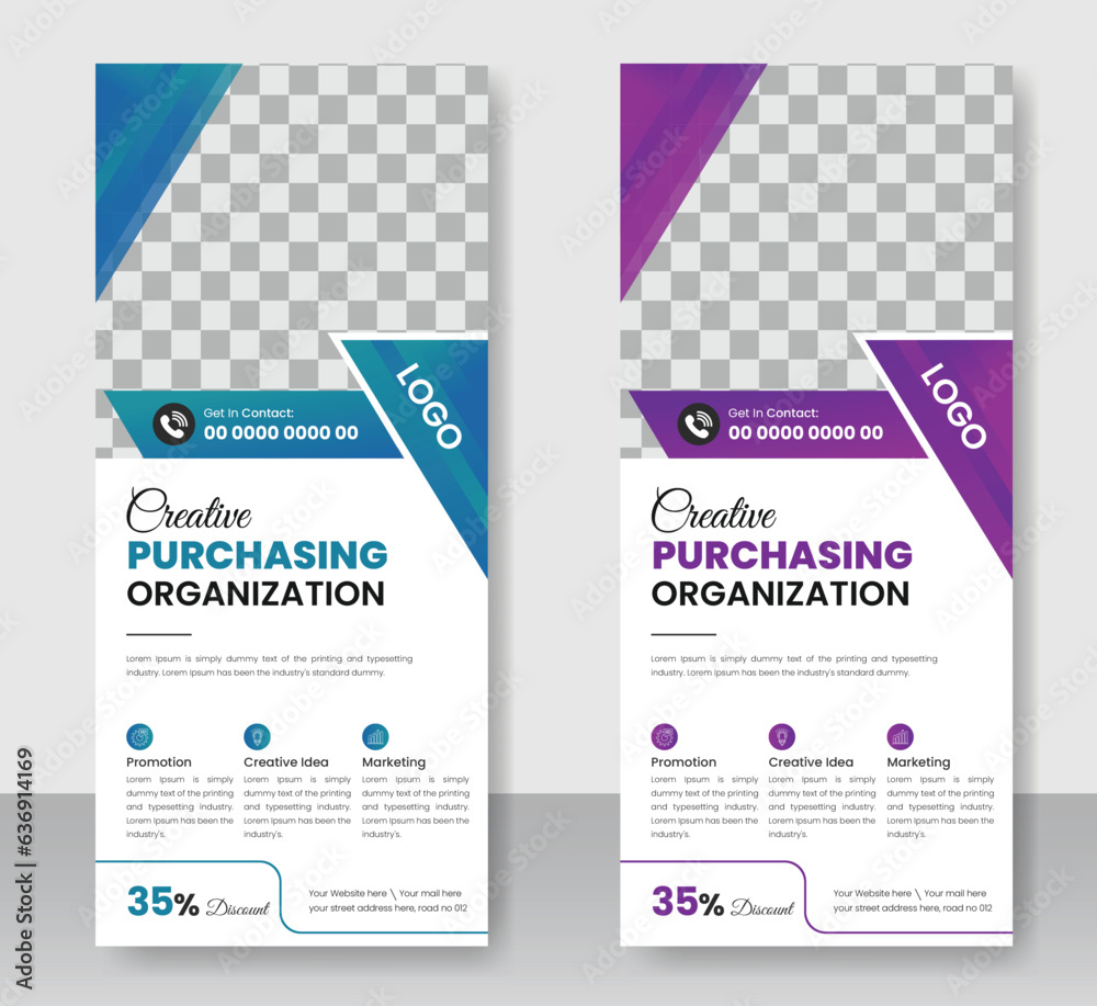 Modern business corporate dl Flyer Rack Card design template with roll ...