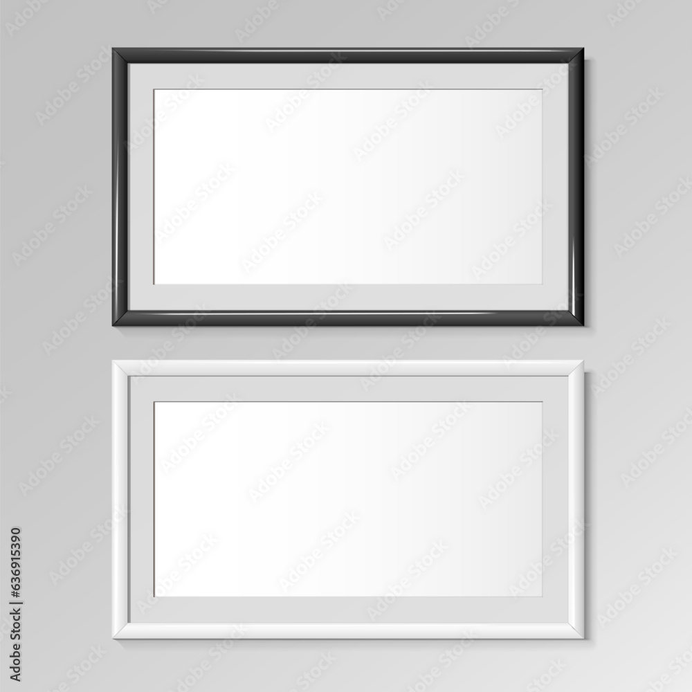 Realistic horizontal frames White and Black color. For an image with an ...