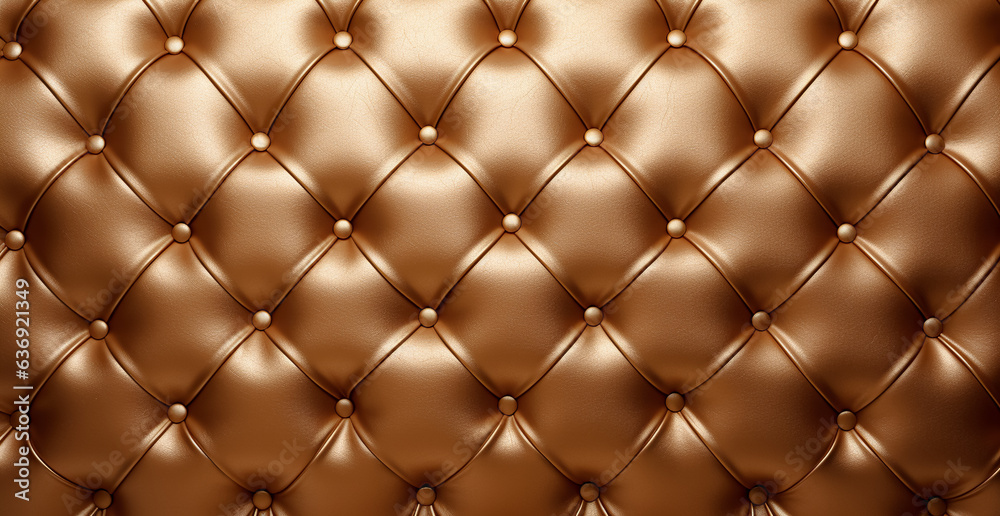 Gold leather upholstery. Close-up texture of genuine leather with Brown ...