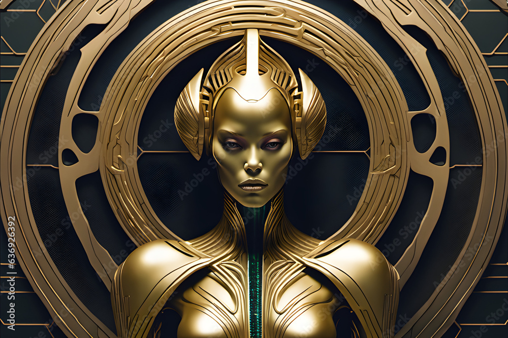 Golden AI Robot web page PPT wallpaper background powerpoint Stock ...