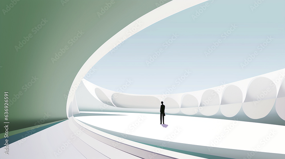 A human silhouette standing thinking about future goal business path ...