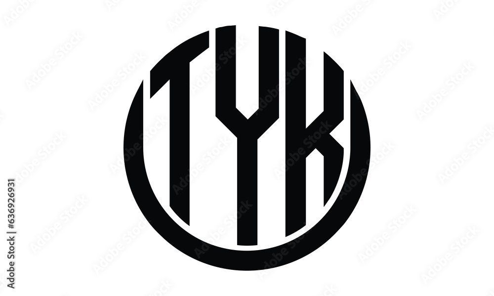 TYK shield in circle logo design vector template. lettermrk, wordmark ...