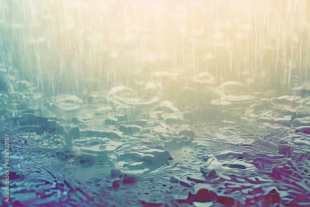 Rainy season background image with heavy rain, pastel tones, and waves ...
