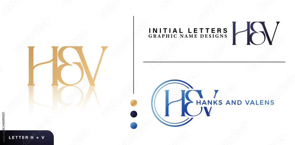 HV letter logo with elegant style and typography vector wedding ...