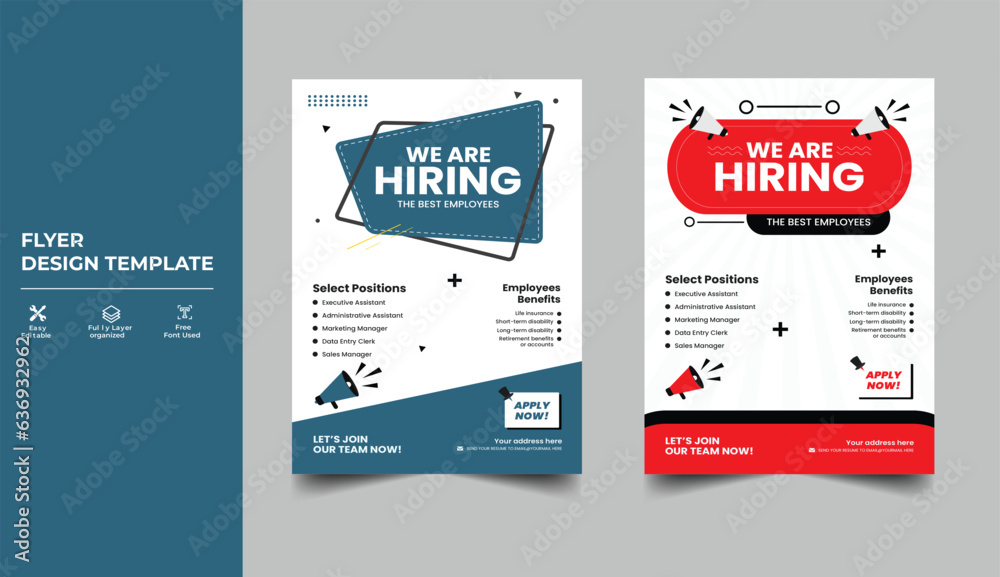 We are hiring flyer design template, Job offer leaflet flyer template ...