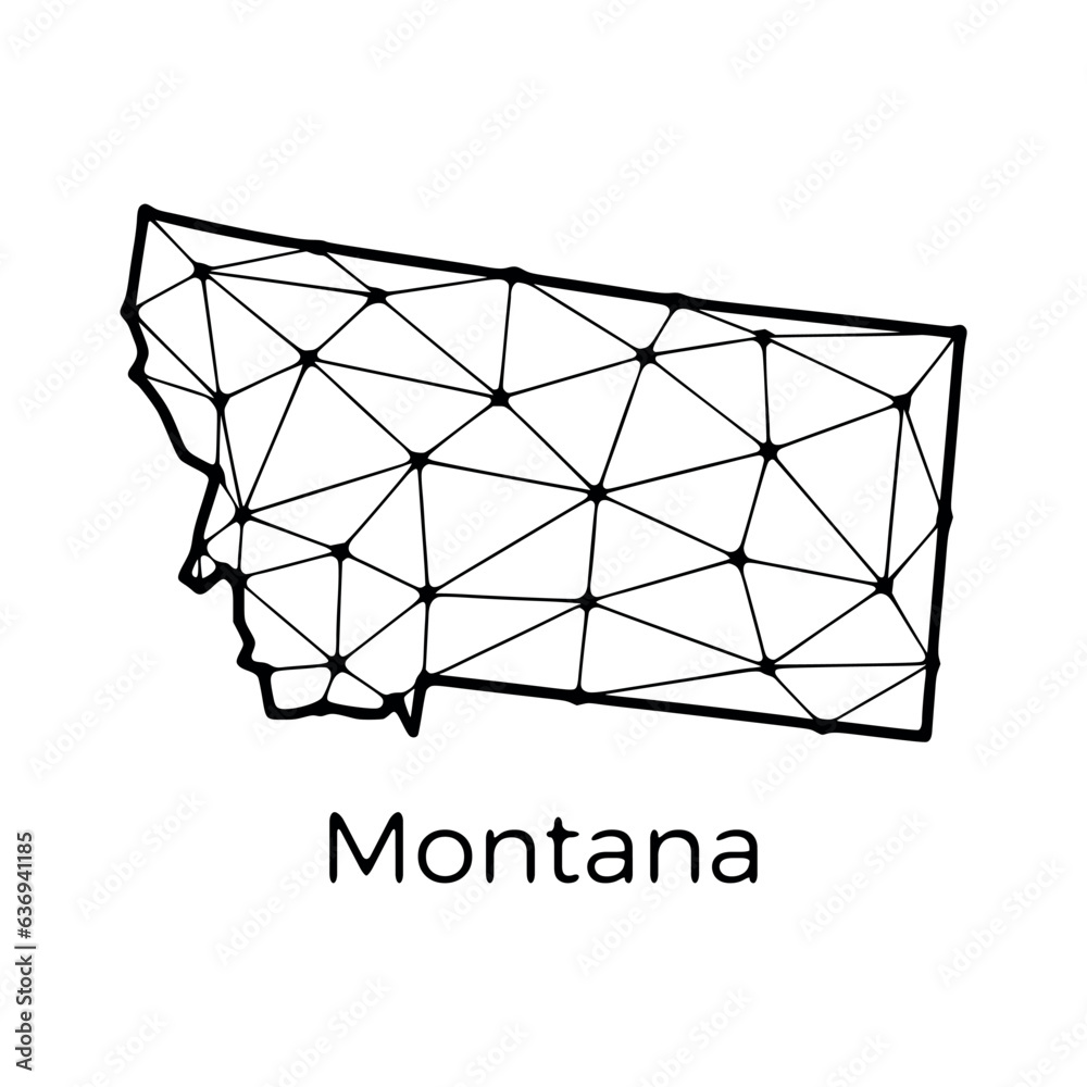 Montana state map polygonal illustration made of lines and dots ...
