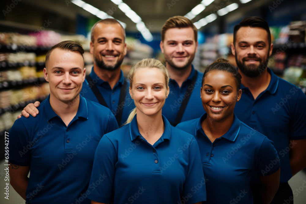 Advertising portrait shot of a supermarket staff team standing together ...
