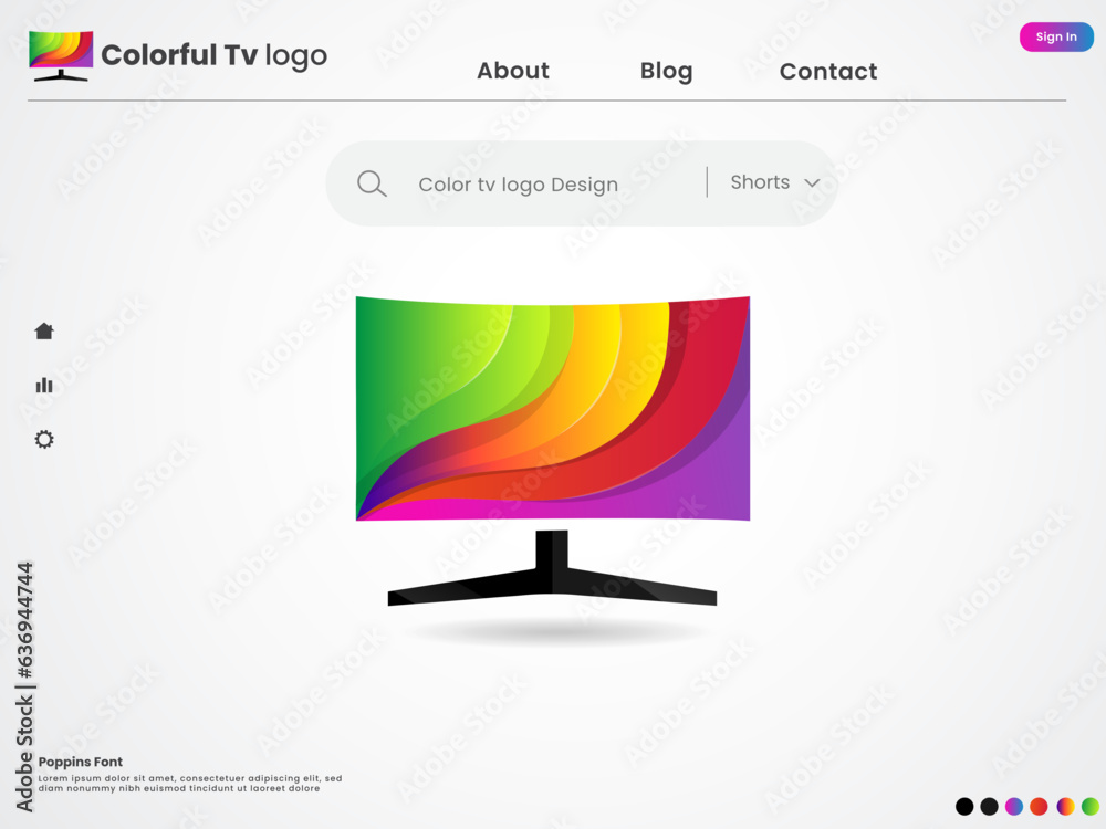 Colorful tv logo design. Tv logo. Monitor. Curved monitor. Computer ...