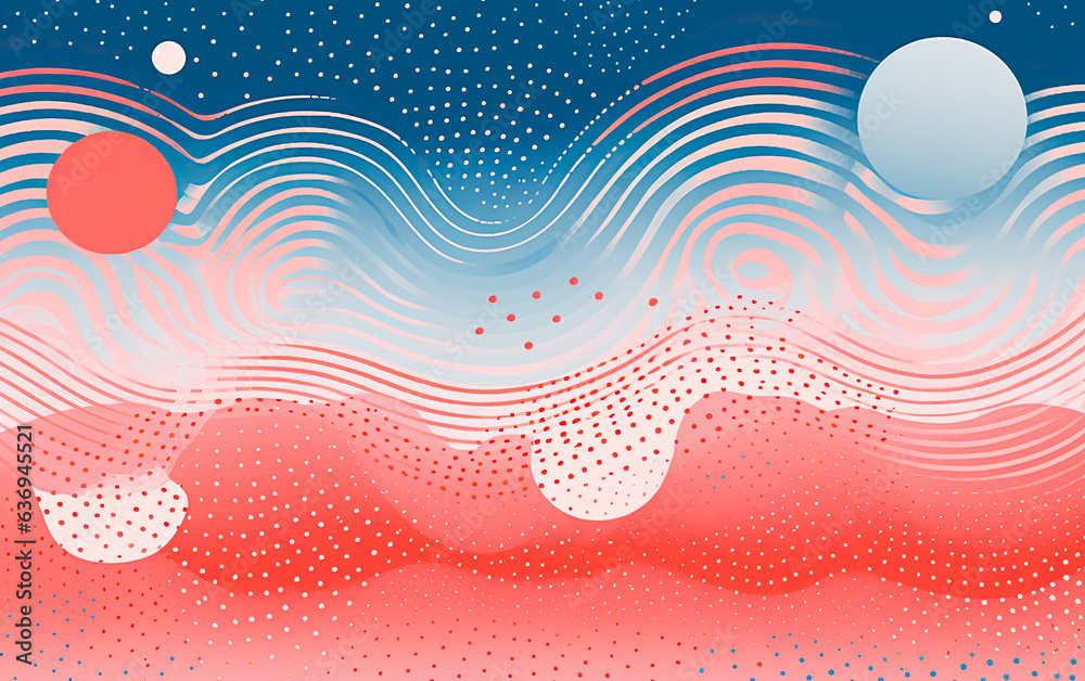 Risograph art with Retro colors and shapes for backgrounds, wall papers ...