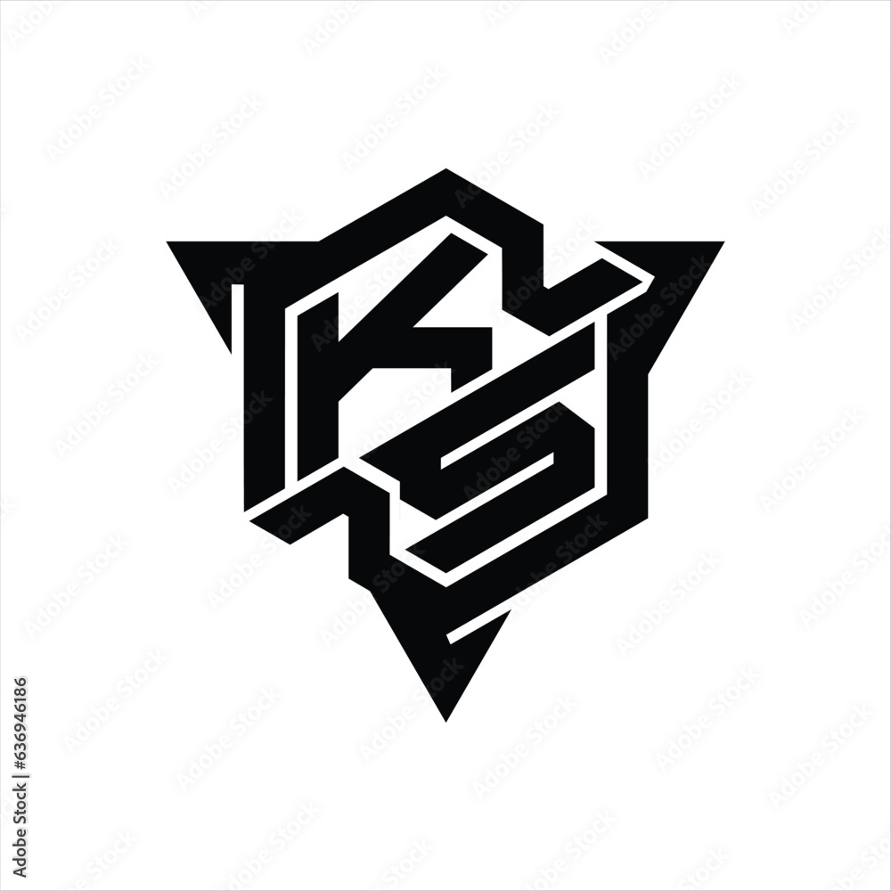 KS Logo monogram hexagon shape with triangle outline gaming style ...