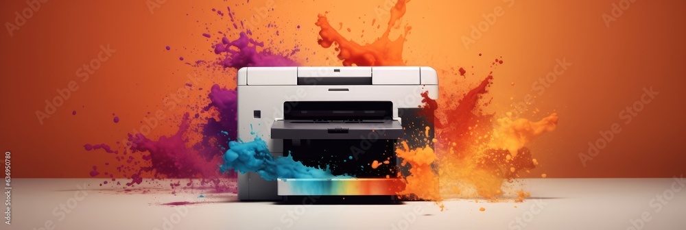 Photo Art Print Printer with color splashes for high quality printing services Office or professional photocopier visoot
