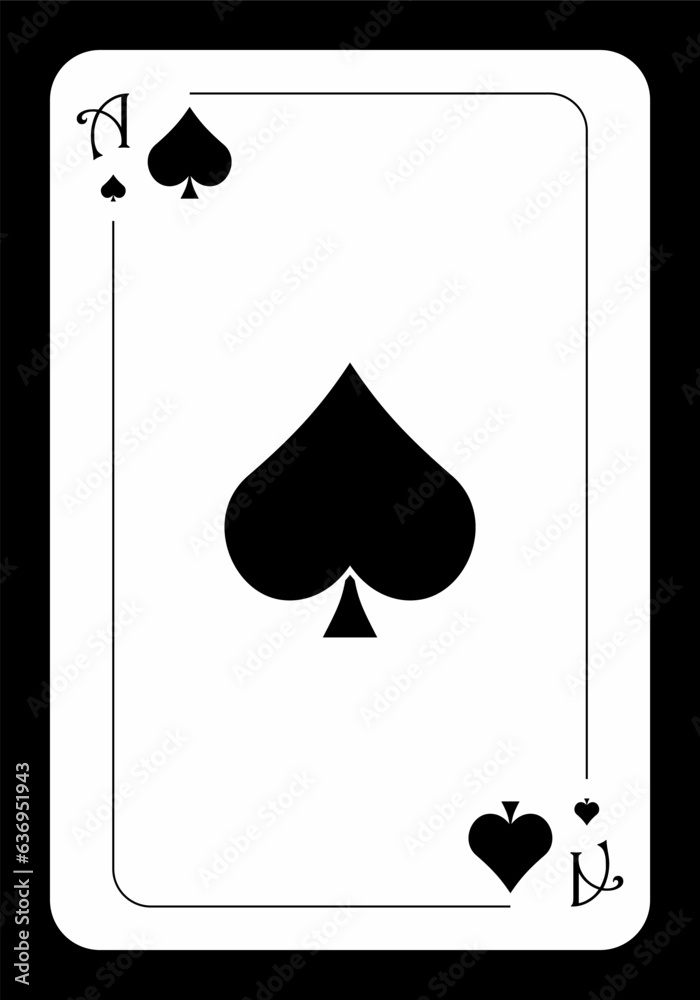 Ace of spades, original playing card design on black background. Vector ...