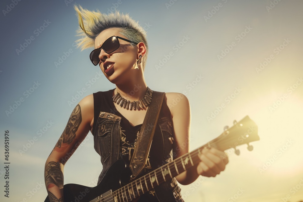 Punk rock girl. Generate AI Stock Photo | Adobe Stock