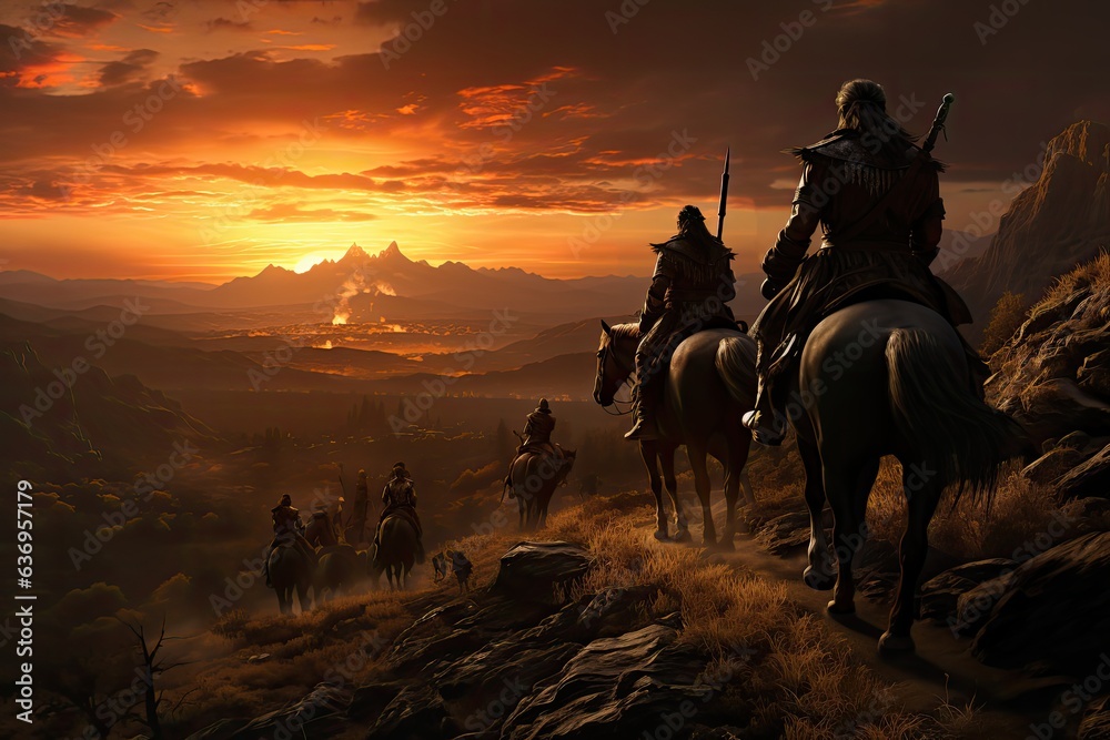 Riders armed with spears and swords pursued the fleeing warriors ...