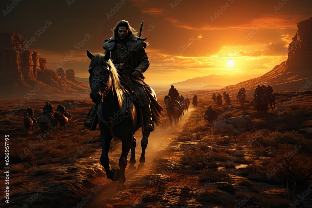 Riders armed with spears and swords pursued the fleeing warriors ...