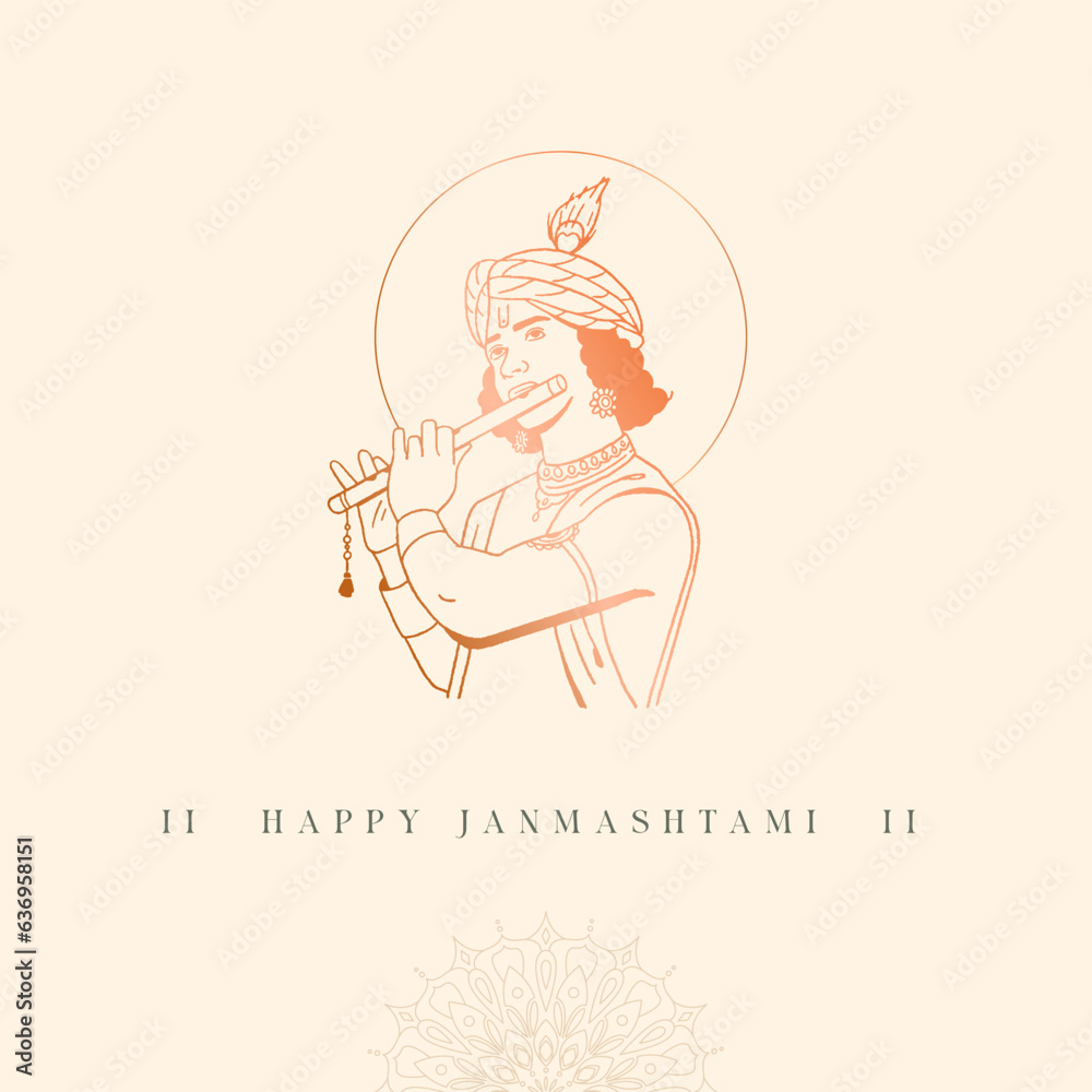 Happy Janmashtami text, premium, minimal social media banner with Shree ...