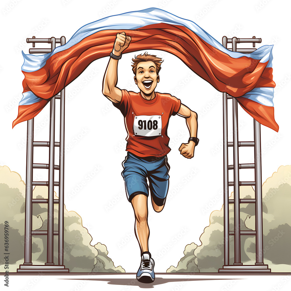Cartoon clipart of runner at the finish line, transparent background ...