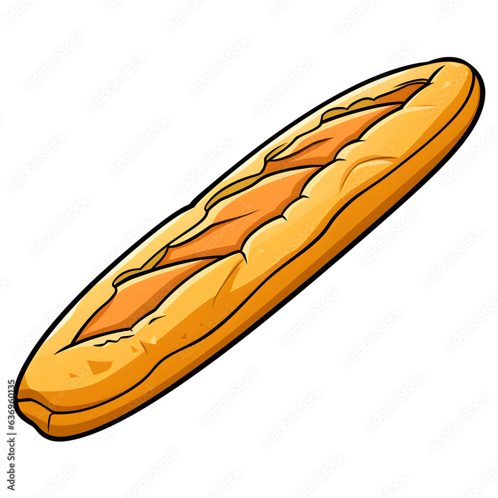 cartoon baguette clipart, transparent background Stock Illustration ...