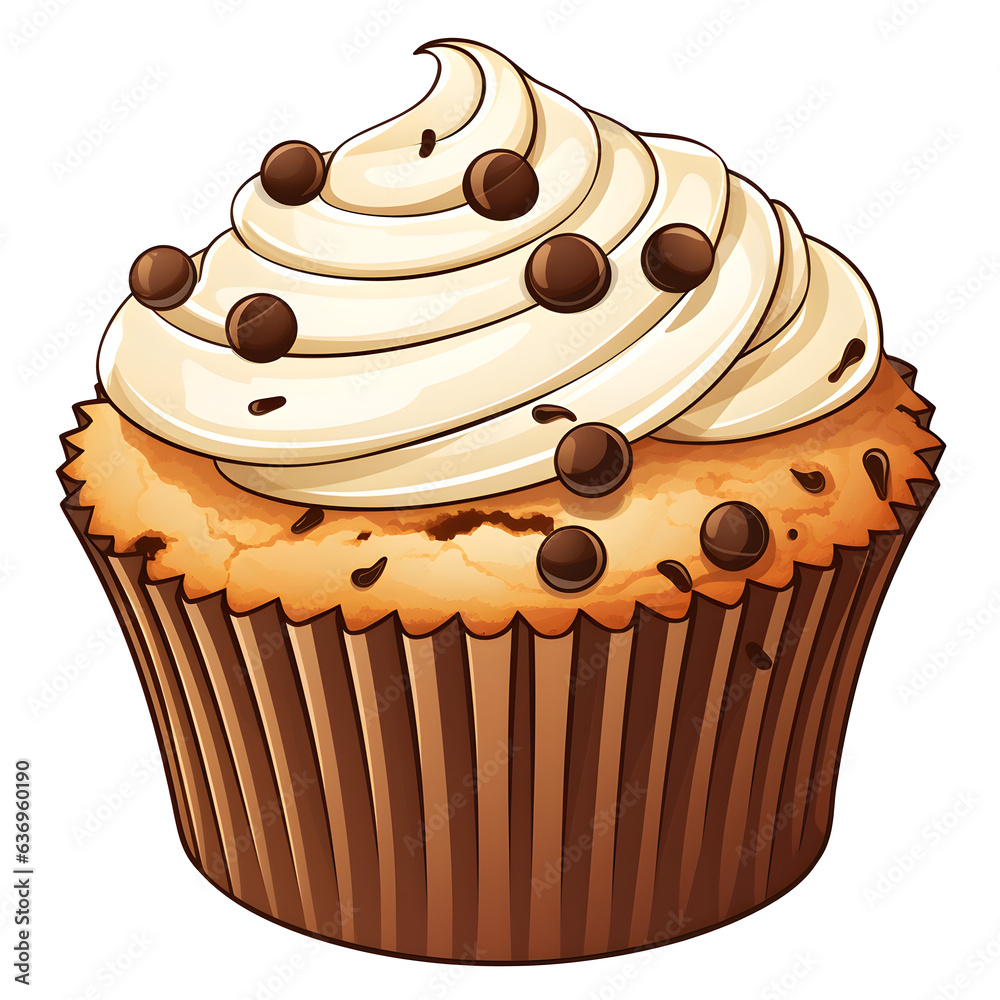 cartoon chocolate chip muffin clipart, transparent background Stock ...