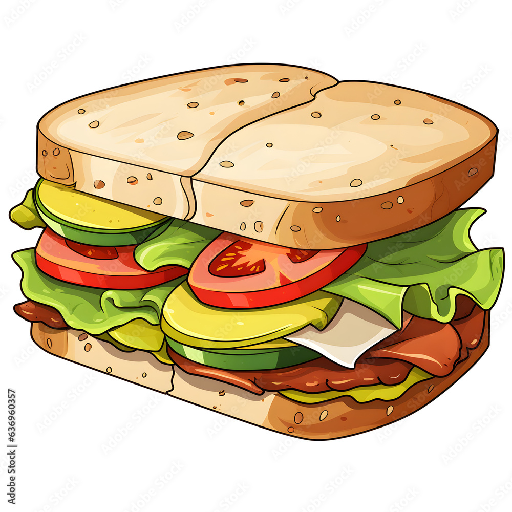 cartoon BLT sandwich clipart, transparent background Stock Illustration ...