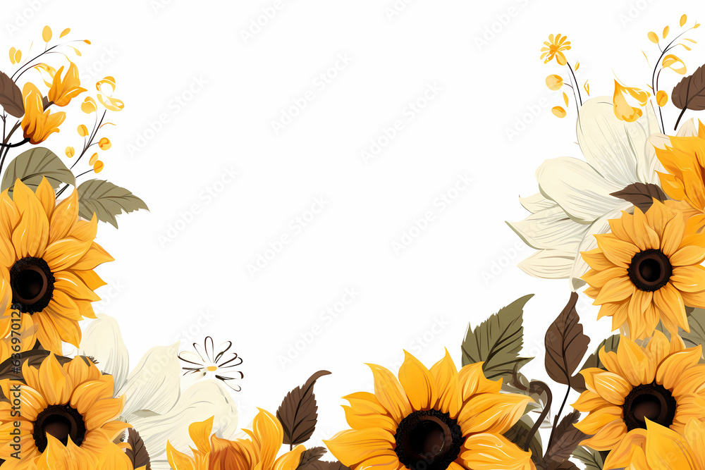 sunflower frame design sunflowers border card template. AI Generated ...